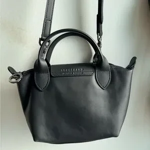 Longchamp | Bags | Longchamp Black Crossbody Le Pliage Cuir Mini Bag ...